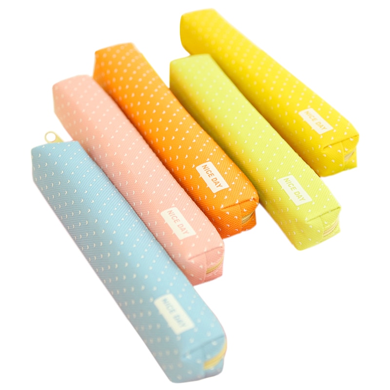 Lyse slikfarve penalhus kawaii dot canvas pentaske... – Vicedeal