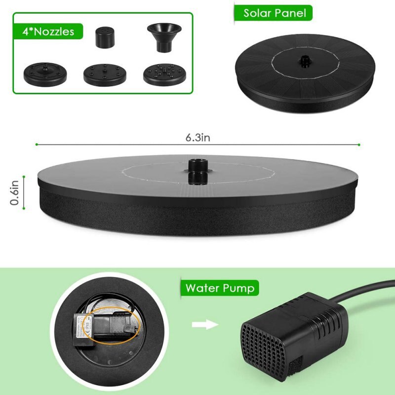 Solar Powered Mini Fountain Garden Pool Pond Solar... – Grandado