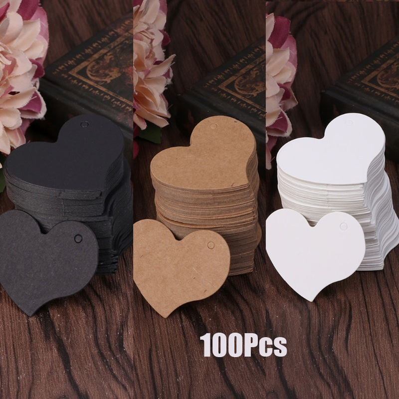 100Pcs Heart Shape Blank Kraft Paper Card Tag Labe... – Vicedeal