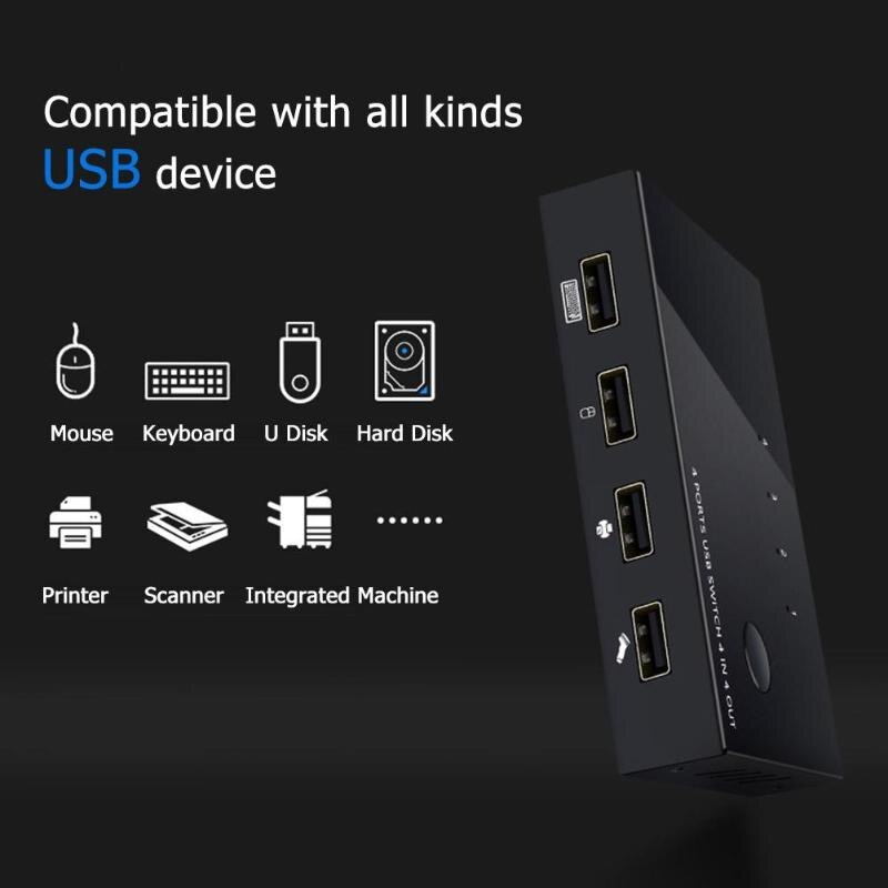 4 Port USB 2.0 KVM Switch Box Plug and Play for Ke... – Grandado