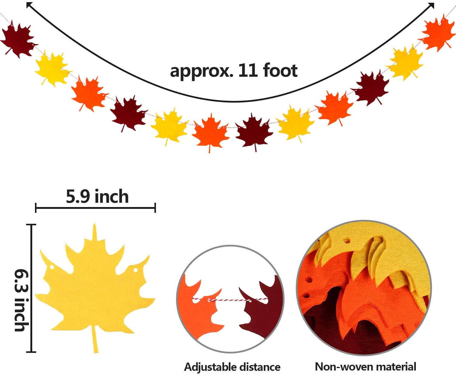 Felt Fall Thankful Give Thanks Banner Fall Maple L... – Vicedeal