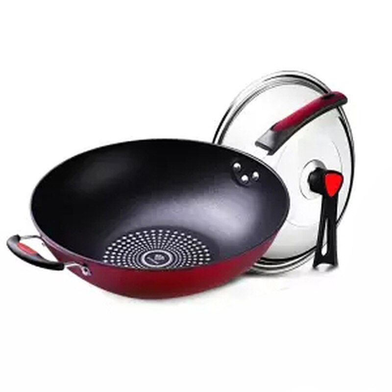 Non-stick pande 32cm wok ingen olie røg gryde med ... – Grandado