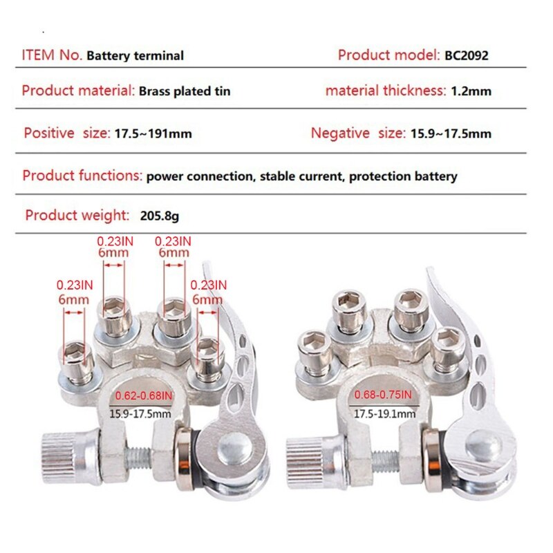1 Pair Battery Terminal Connectors Top Post Batter... – Vicedeal