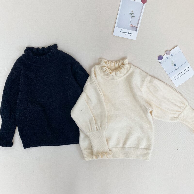 Autumn Girls Knitted Sweaters Kids Puff Sleeve Swe... – Vicedeal