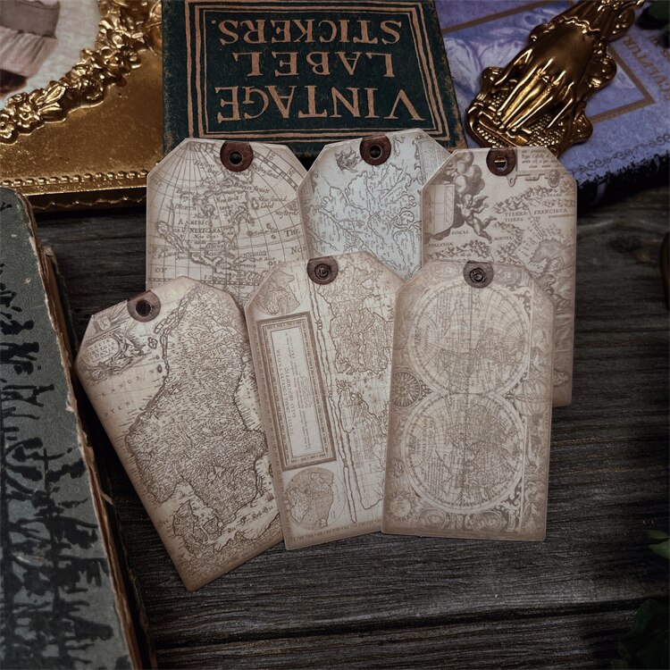 6Pcs Tim Holtz Style Vintage Map Hand Craft Junk J... – Grandado