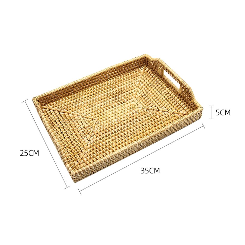 Hand-Woven Storage Basket Rattan Storage Tray Wick... – Vicedeal