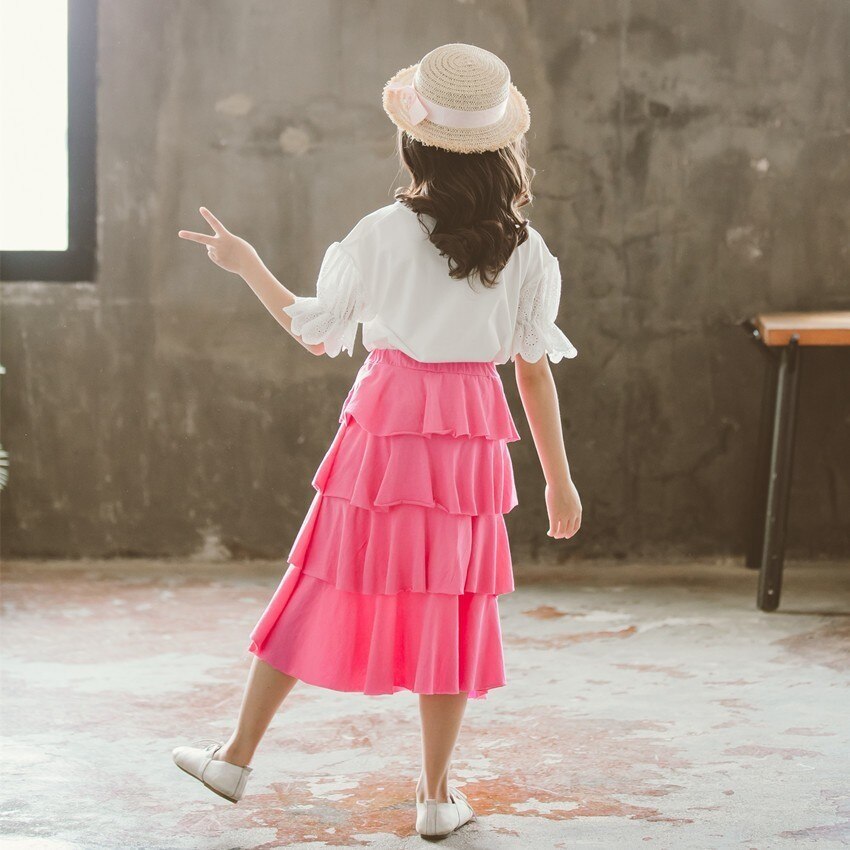 4 Layer Big Girls Long Skirt Children Clothes Kids... – Grandado