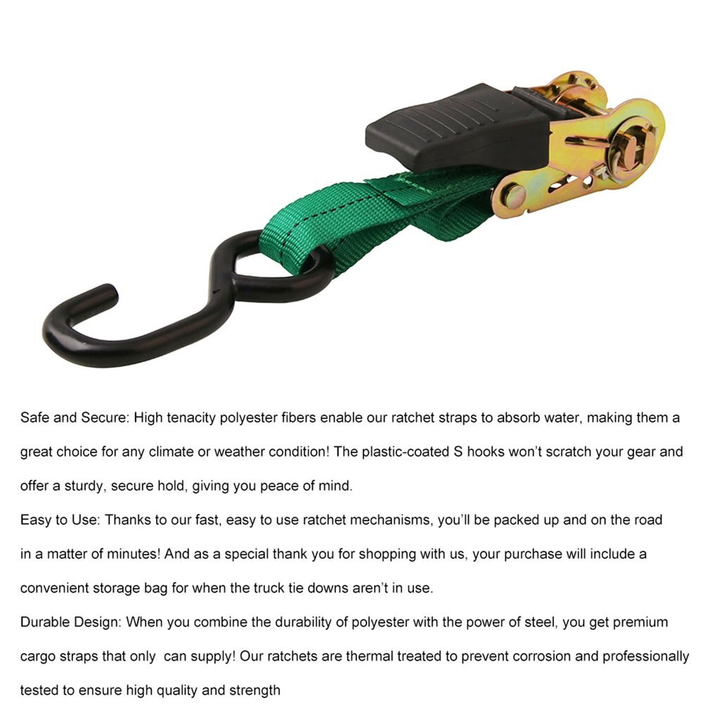 Ratchet Straps Tie Down 2500Lbs Break Strength 15 Foot Heavy Duty ...