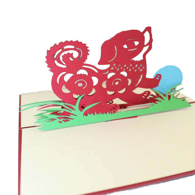 3D Year Of The Dog Greeting Card Handmade Cute Dog... – Grandado