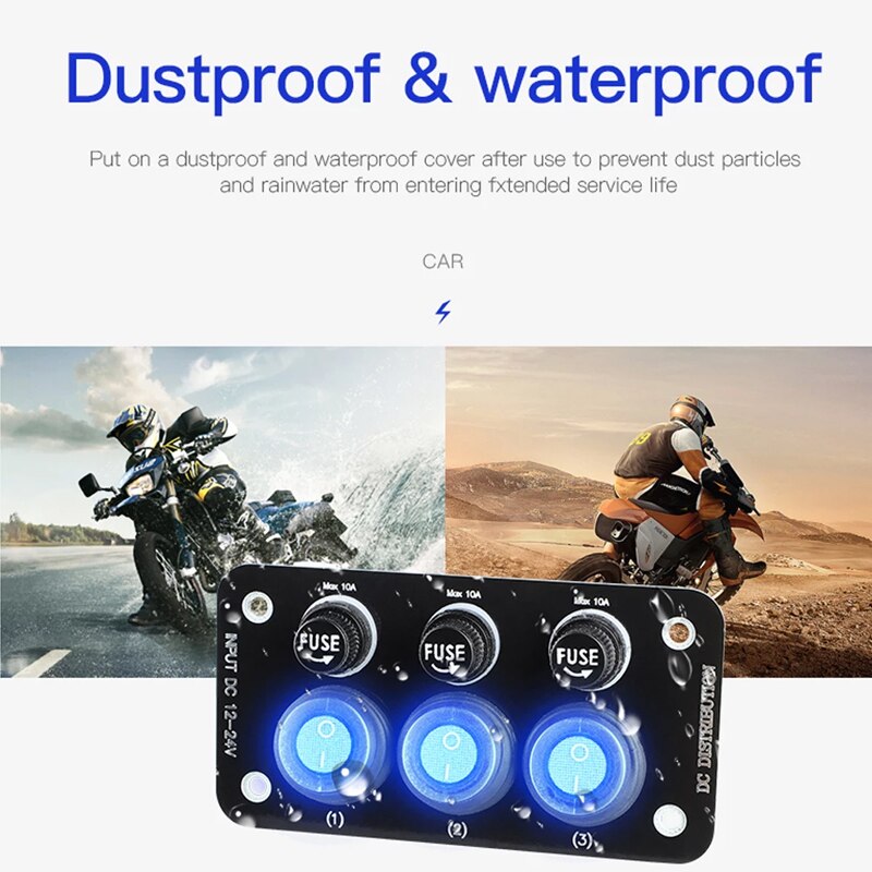 3 Gang Switch Panel Met 10A Zekering Combinatie To... – Vicedeal