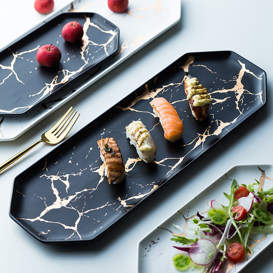 MUZITY Ceramic Dessert Plate Hexagonal Snack Plate... – Grandado