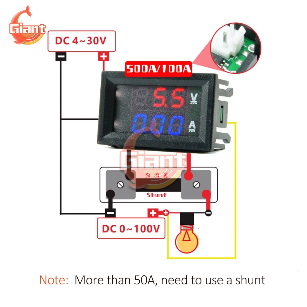 Led Digitale Voltmeter Amperemeter Dc 50A 100A 75m... – Vicedeal