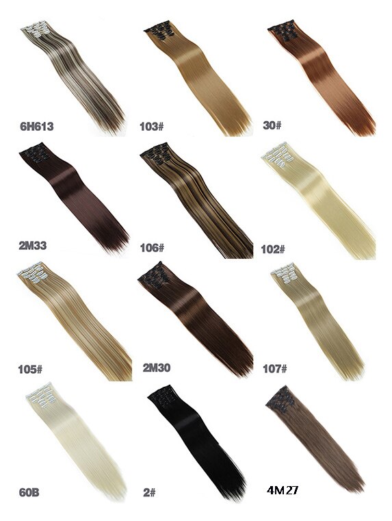 DIFEI Blonde Natural Long Hair Extensions 6pcs / S... – Grandado