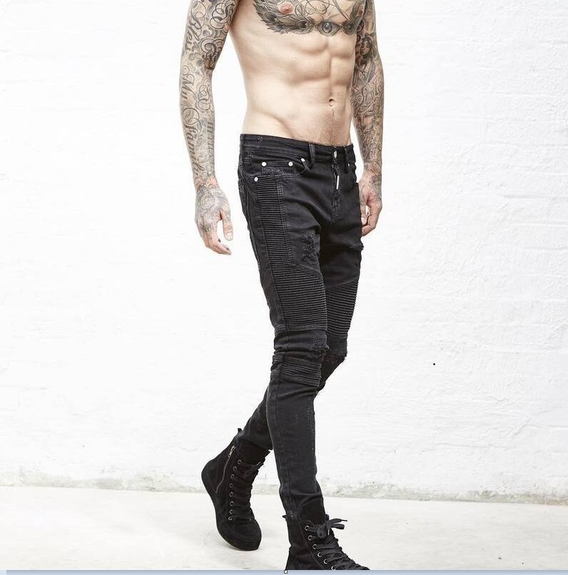 Mens Denim Cargo Pants Jeans Side Tight Jeans Men ... – Grandado