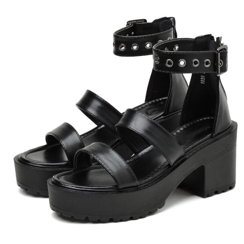 Punk shoes Rock Gothic Sandals woman gladiator sho... – Grandado