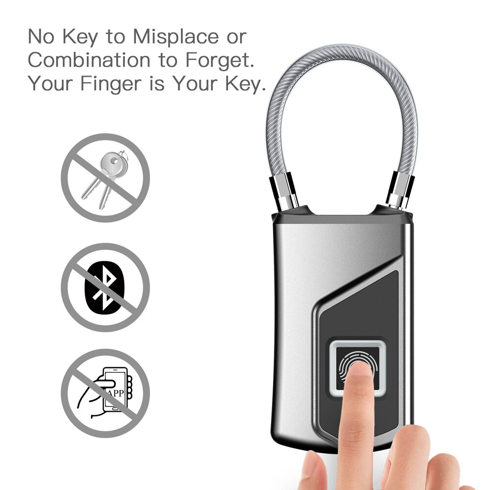 Smart Fingerprint Padlock LED Safe USB Charging Re... – Grandado