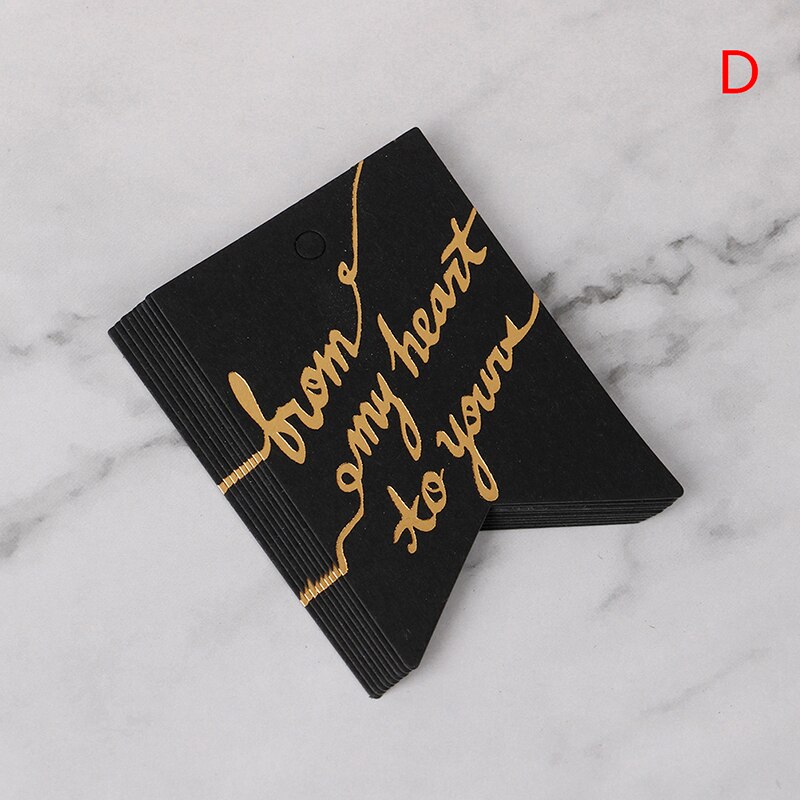 10 stk delikat sort papir hængemærkat guldstemplin... – Vicedeal