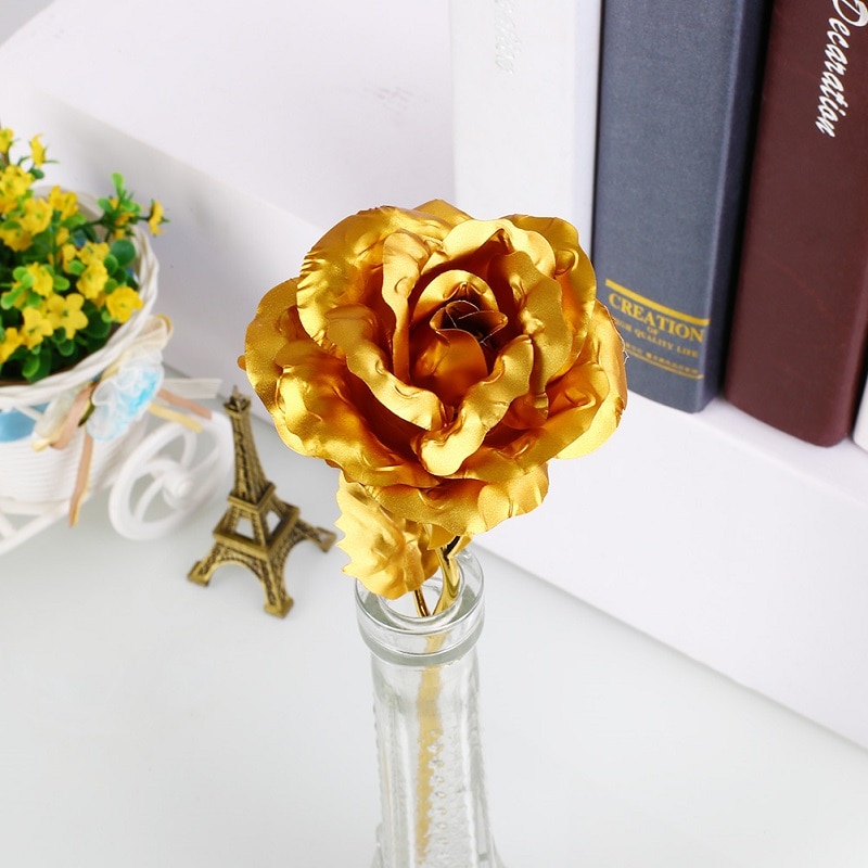 24K Foil Plated Rose Coloful Artificial Flower Gol... – Grandado