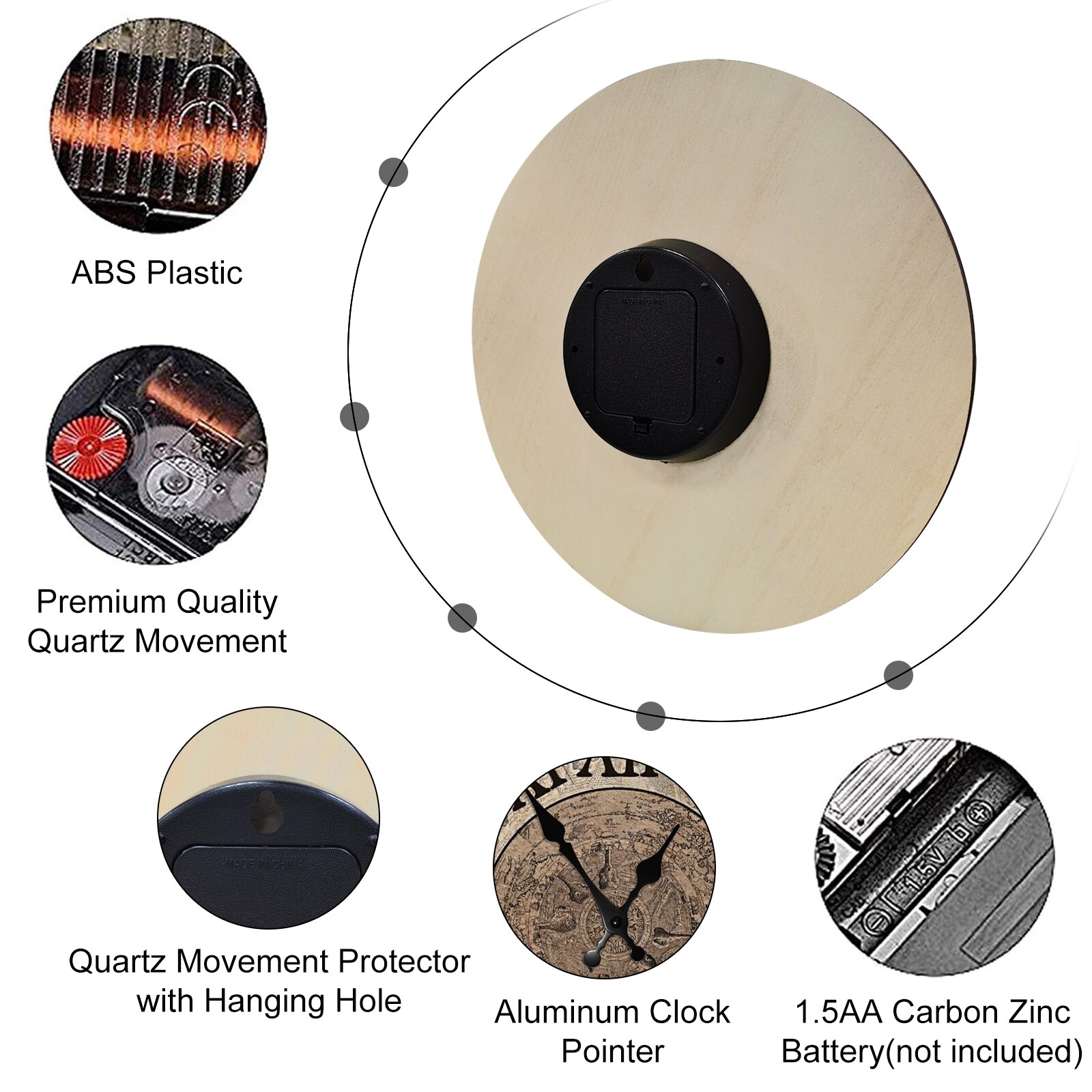 Wooden Wall Clock Modern Wood grain Vintage Rustic... – Grandado