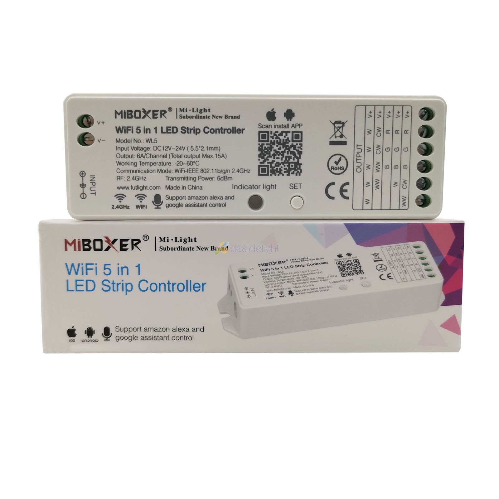 Mi.light WL5 5 IN 1 WiFi LED Controller 2.4G 15A F... – Vicedeal