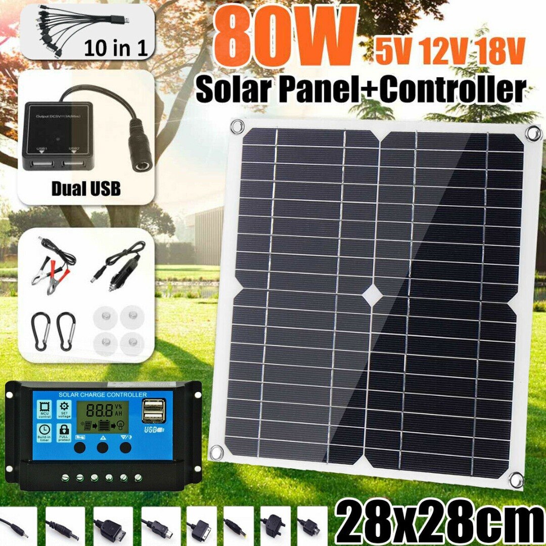 12V 80W Solar Panel Monocrystalline Silicon Contro... – Grandado