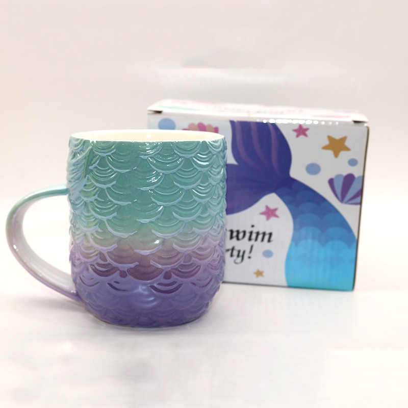 Beauty Mermaid handle large capacity tea milk cups... – Grandado