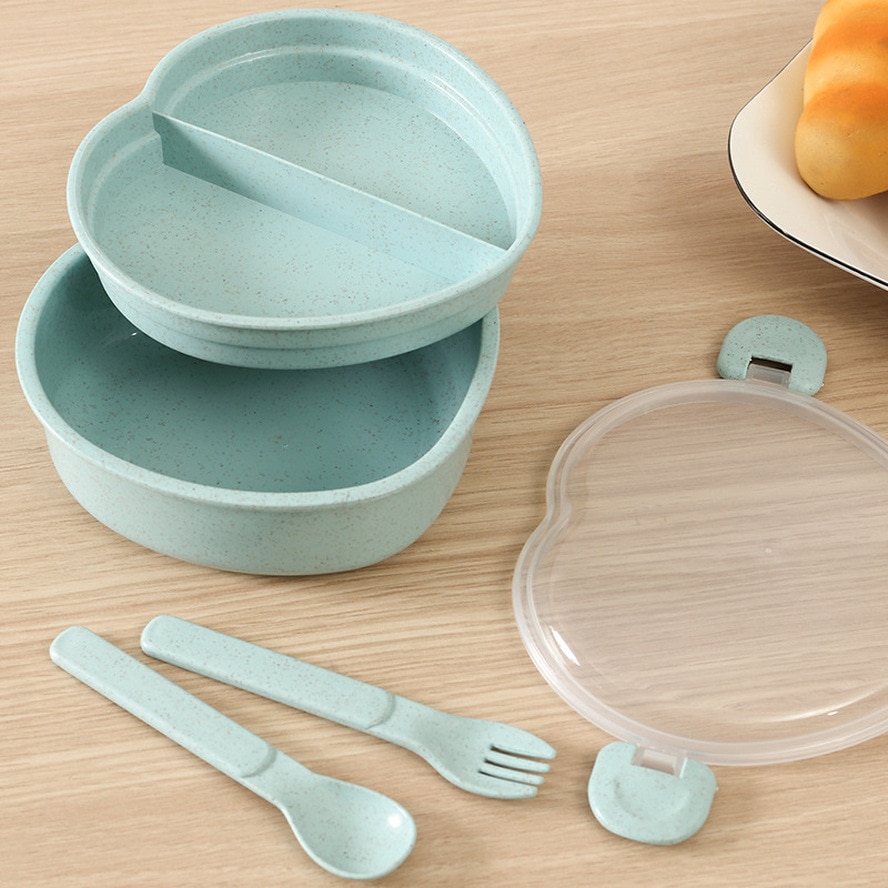 Herz-förmigen Bento Box Doppel Kind Lunchbox Stude... – Vicedeal