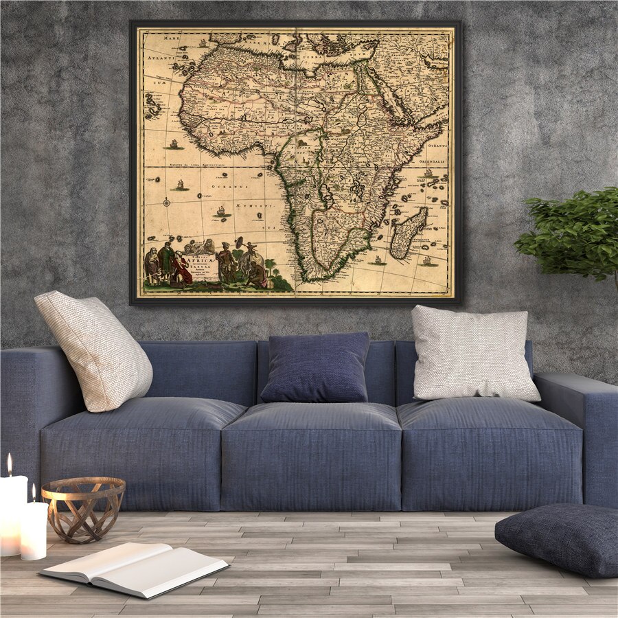 Africa with Tribe Vintage Africa Map Retro Sticker... – Grandado