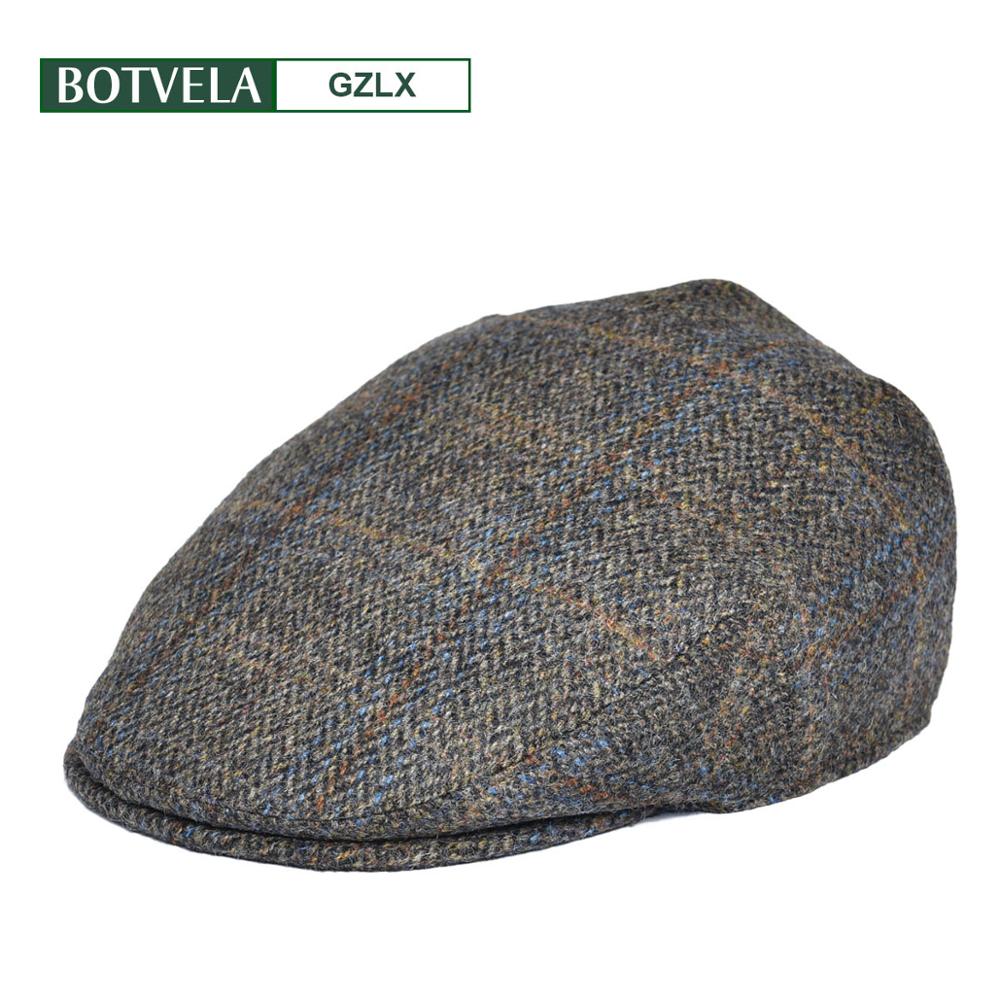 100% Wool Ivy Cap Herringbone Flat Caps Tweed Scal... – Grandado