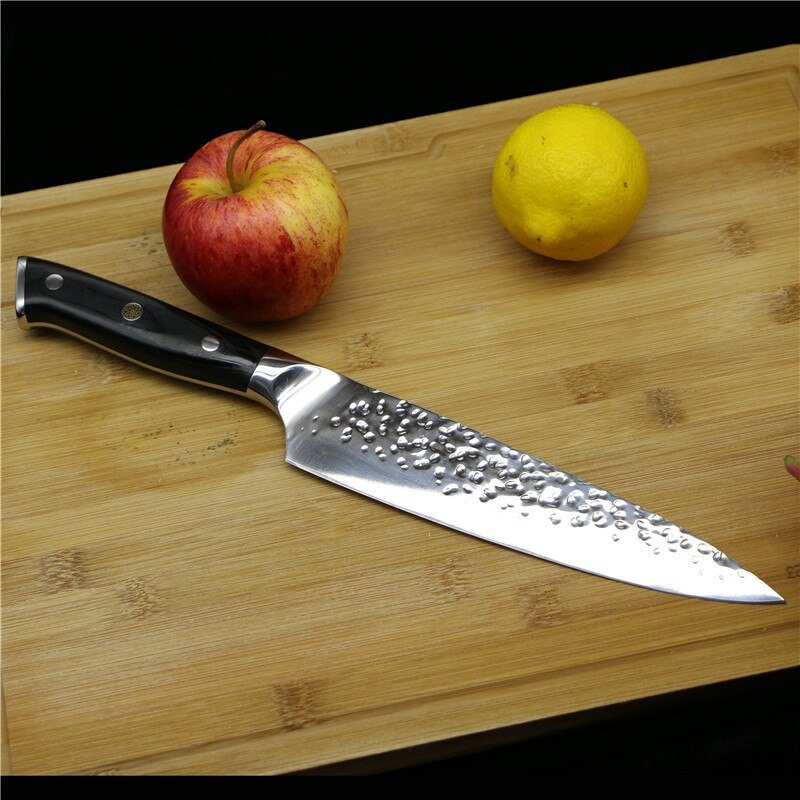 BAMAZUO kitchen chef knife hammer pattern 7CR17 bl... – Grandado