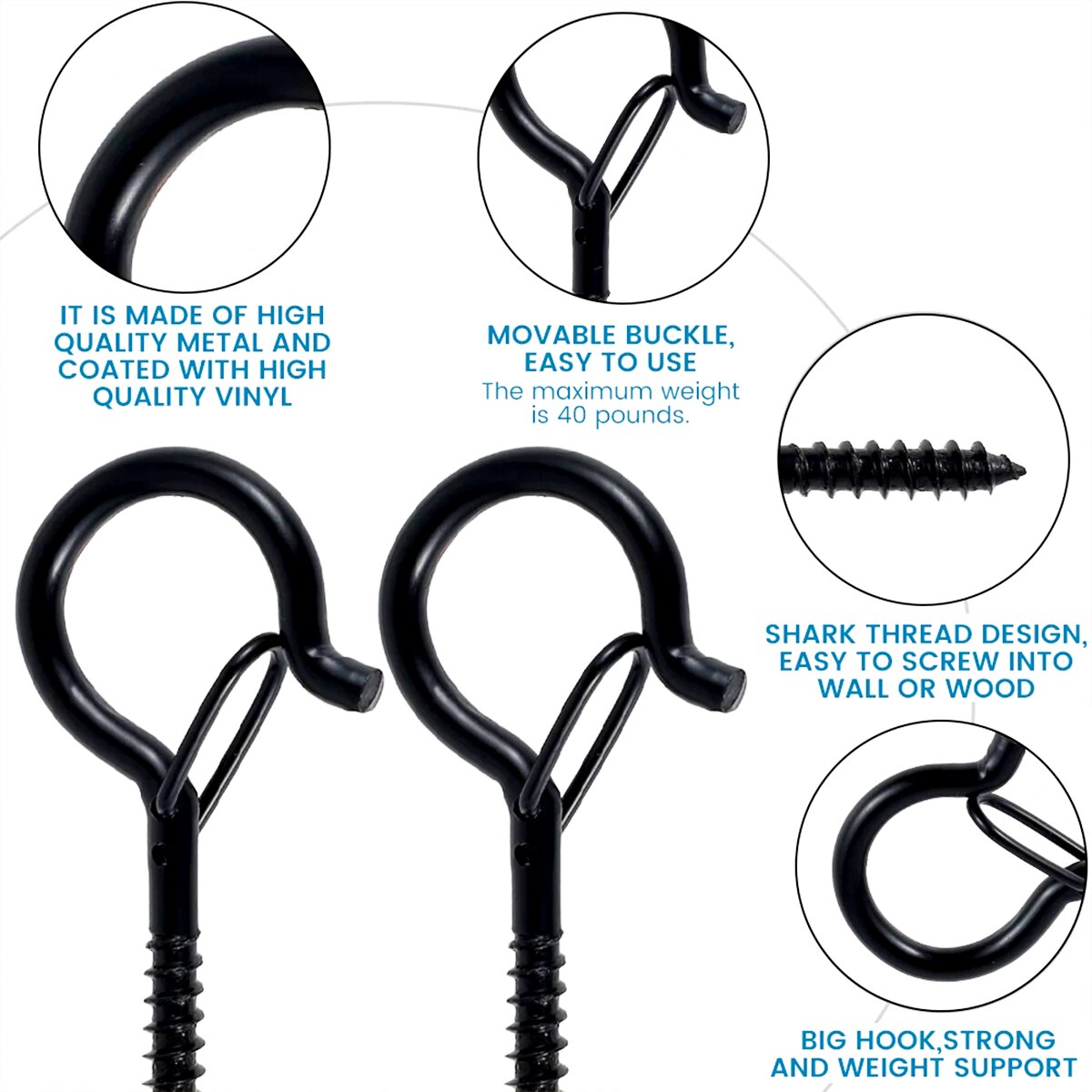 10/20Pcs Q-Hanger Hooks Safety Buckle Screw Hooks ... – Grandado