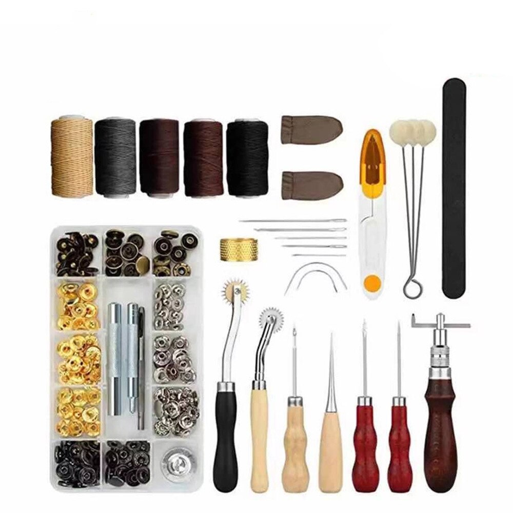28 Stks/set Leer Hobbygereedschappen Kit Hand Naai... – Grandado