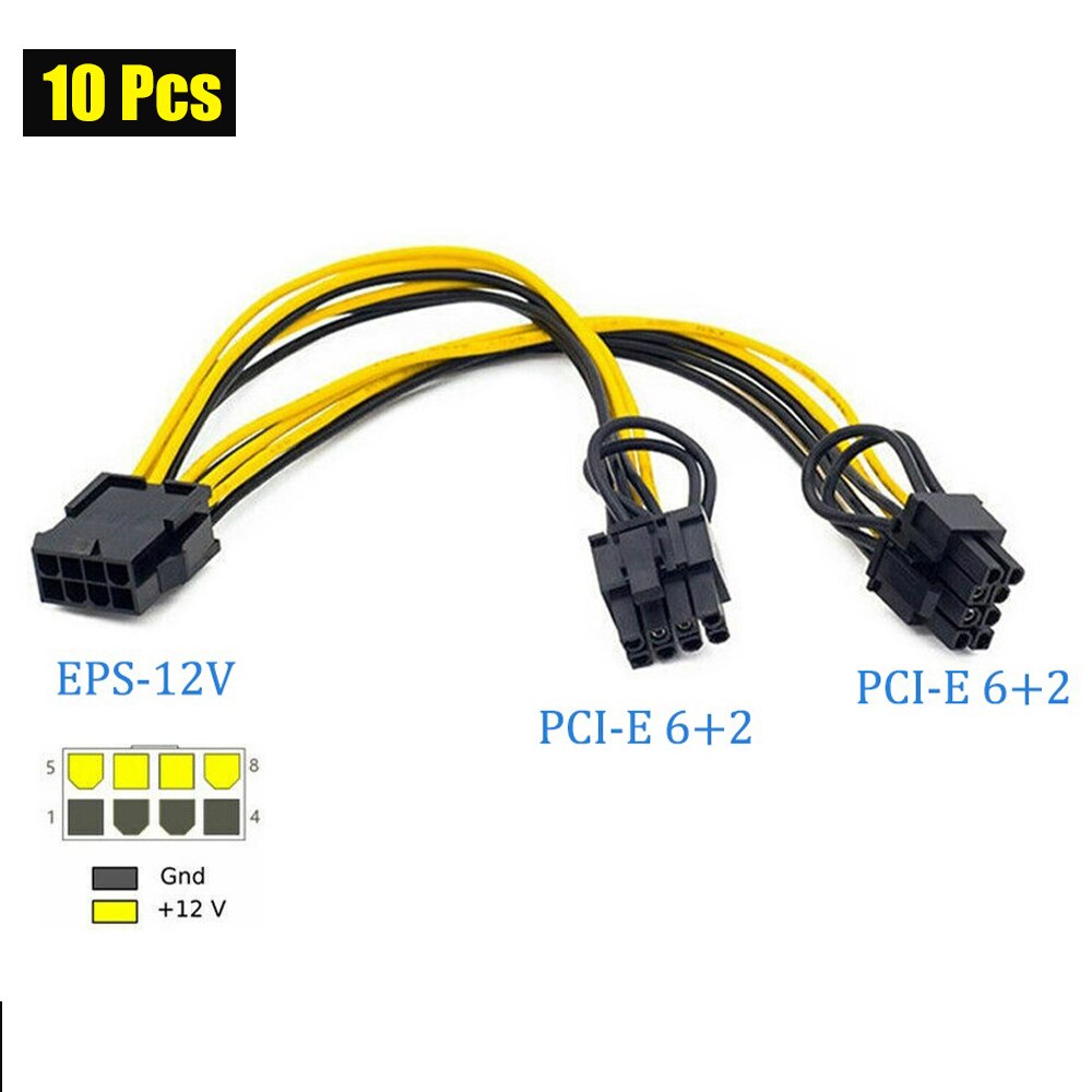 10PCS EPS CPU 8 Pin Female to PCIE Dual 8 Pin Male... – Vicedeal