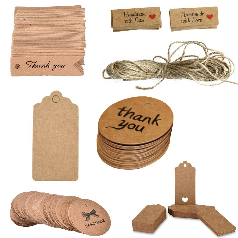 100PCS/lot Handmade Lovely Paper Tags Rope Paper C... – Grandado