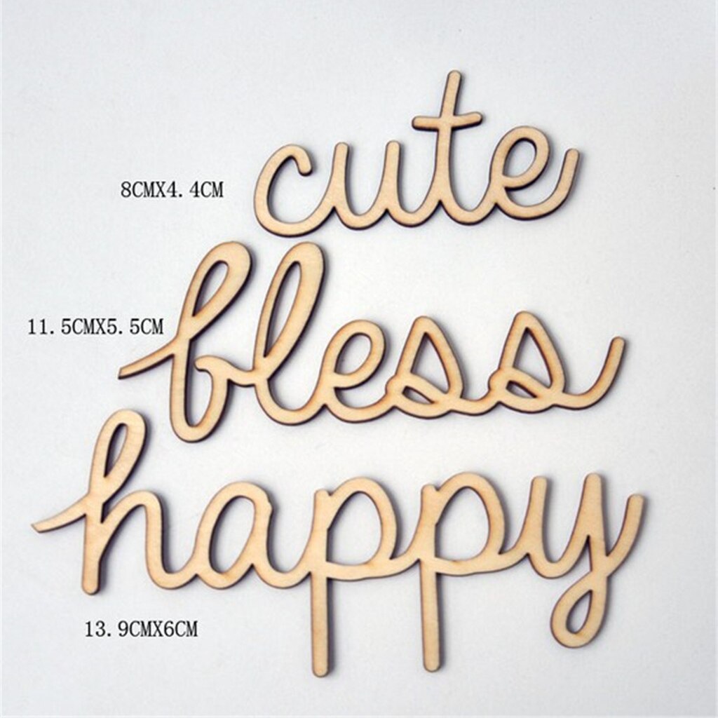 6pcs Natural Wood Cut Words Wood Crafts Home Decor... – Grandado