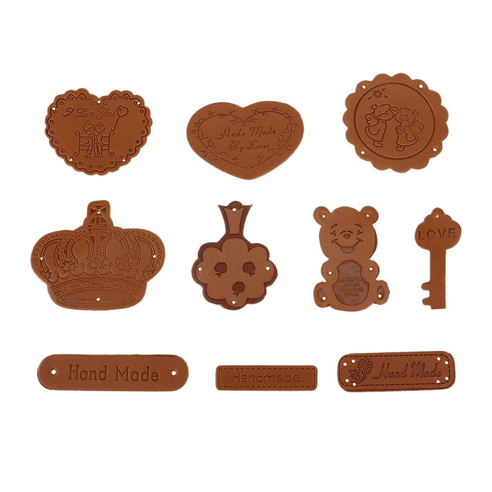 10/12pcs Handmade English Words PU Leather Labels ... – Vicedeal