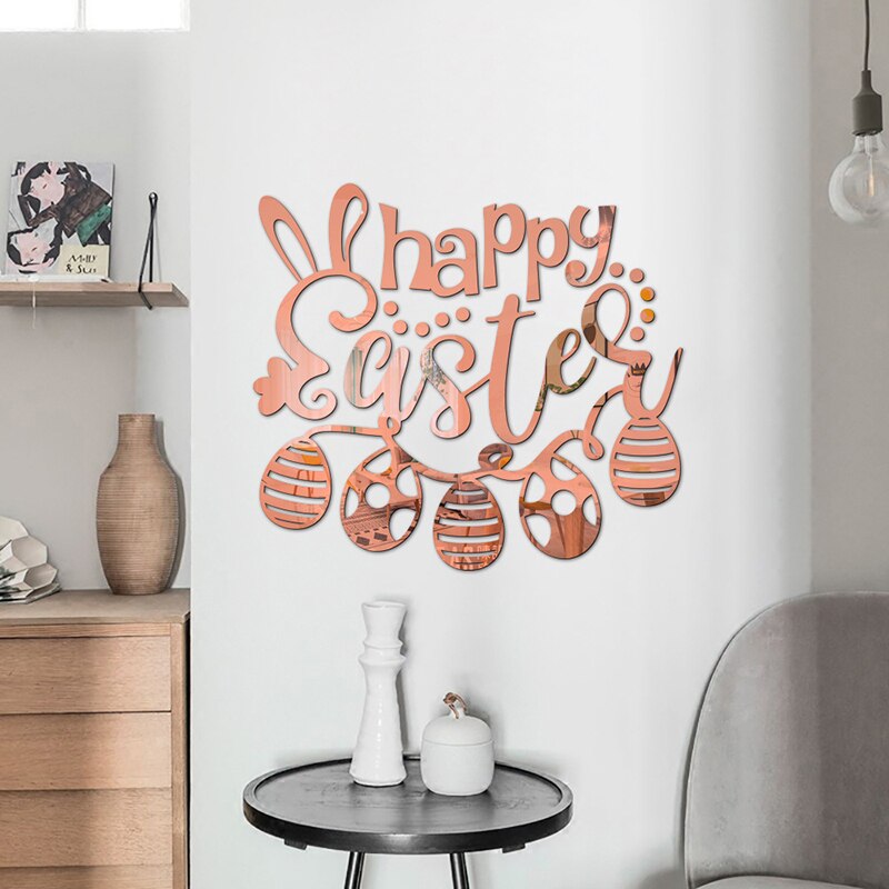 3D Mirror Stcikers Happy Easter Wall Stickers Acry... – Grandado