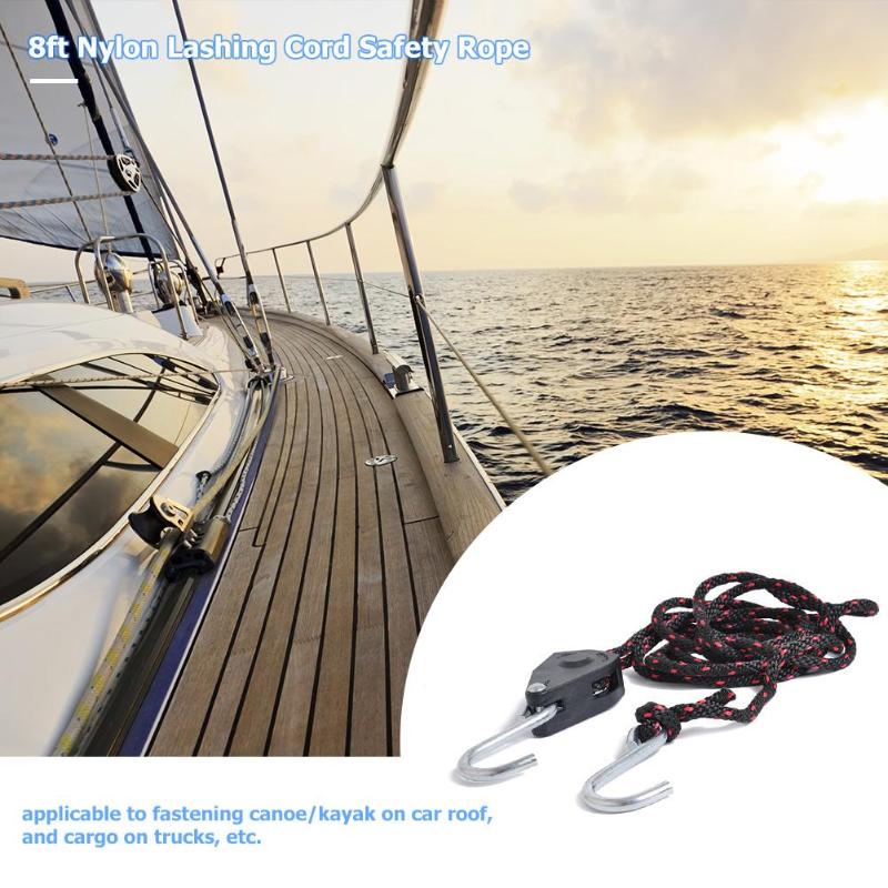 8ft Nylon Lashing Cord Safety Rope w/ Hooks for Ca... – Vicedeal