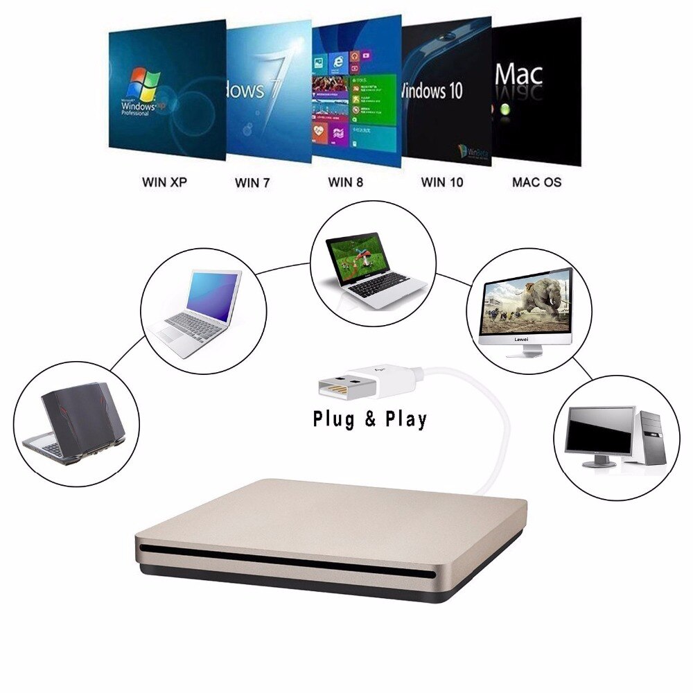 Graveur de DVD externe mince Portable USB 2.0, DVD... – Grandado