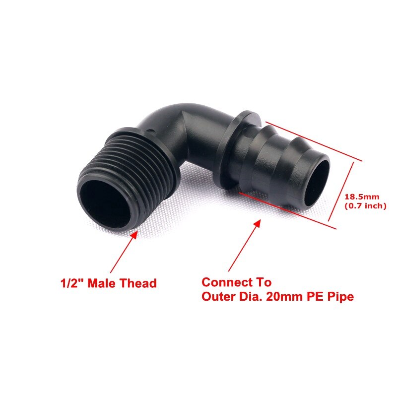 6 pcs 1/2 inch-DN20 PE Pipe Buitendraad Elleboog P... – Grandado