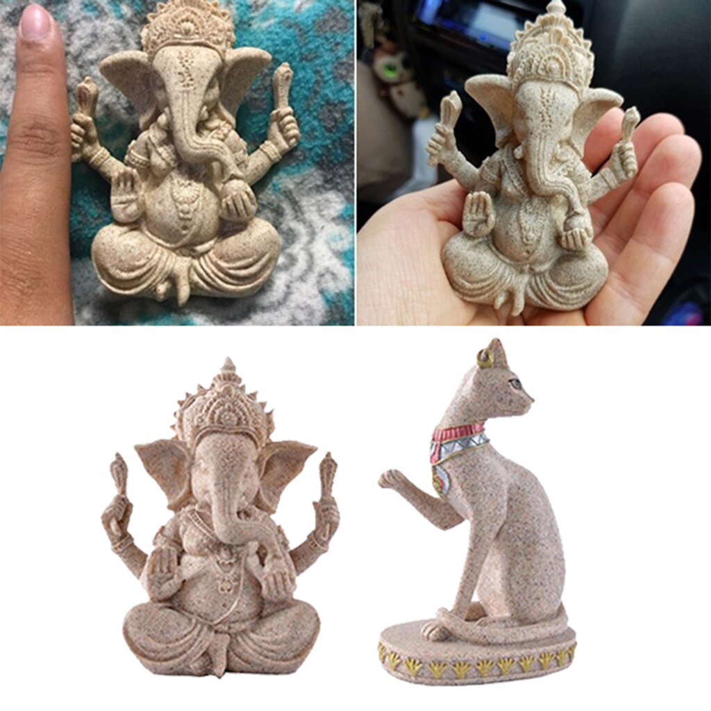 2 Sandstone Ancient Egyptian Mau Cat Statue Ganesh... – Vicedeal