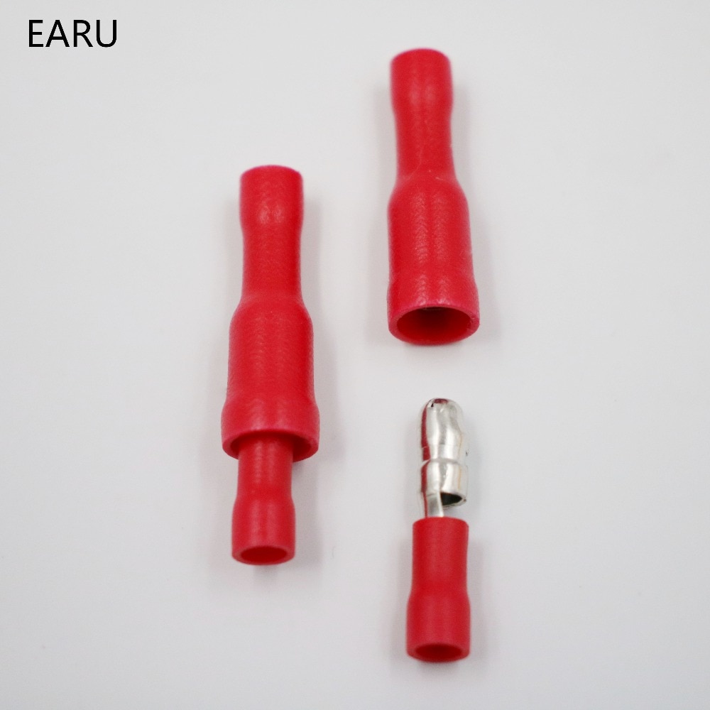 50pcs Red Male Female Bullet Insulated Connector Crimp Terminals Wiring ...
