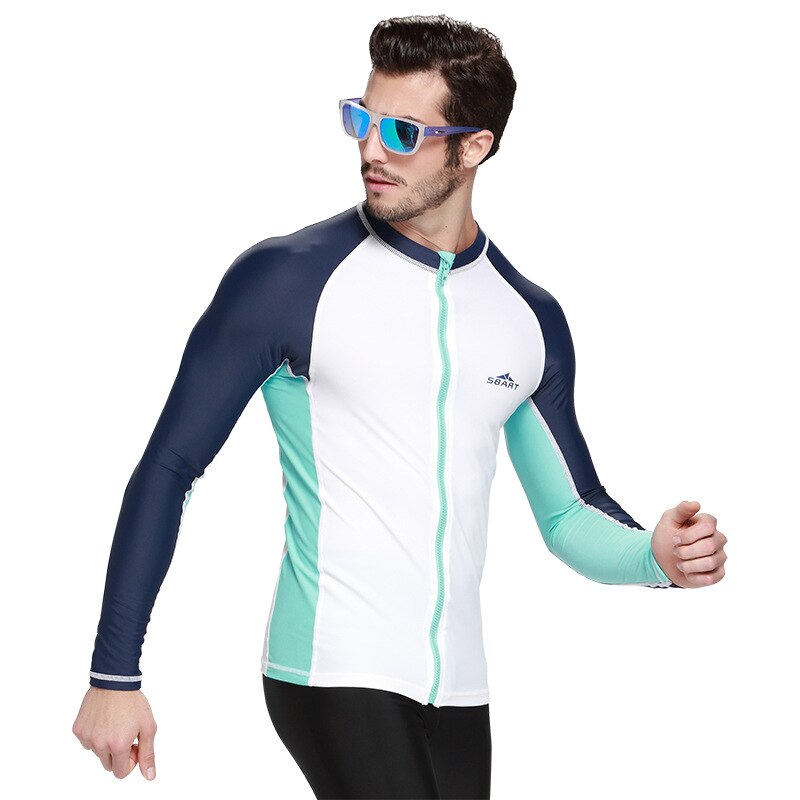 SBART Men White Long Sleeve Wetsuit Men Rash Guard... – Grandado