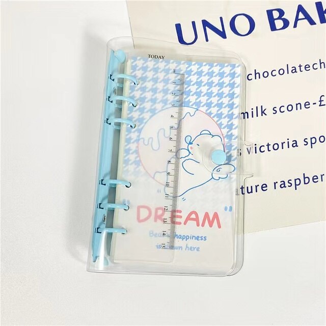 Cartoon Blue Cute bear Binder Notebook Cover Diary... – Grandado