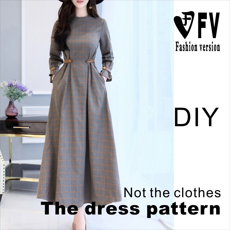 Long skirt pattern women's long sleeve dress patte... – Vicedeal