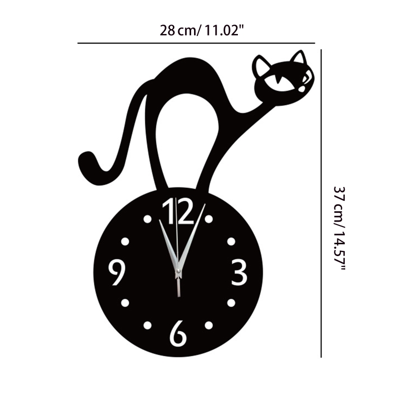 Q0KF Acrylic Mirror Wall Clock Cartoon Animal Hang... – Vicedeal