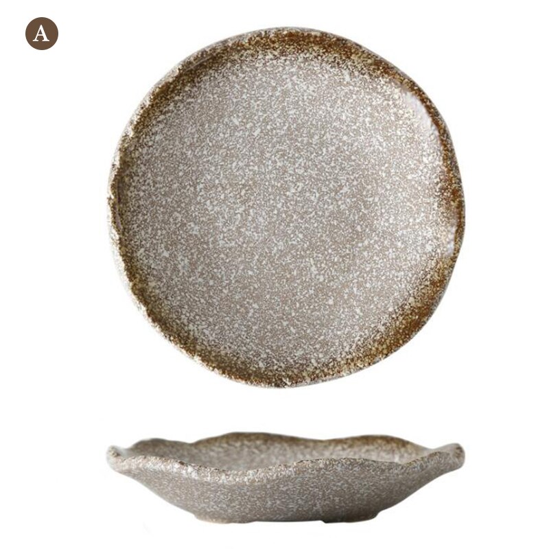 Japanese Retro Ceramic Round Plate Restaurant Cutl... – Vicedeal