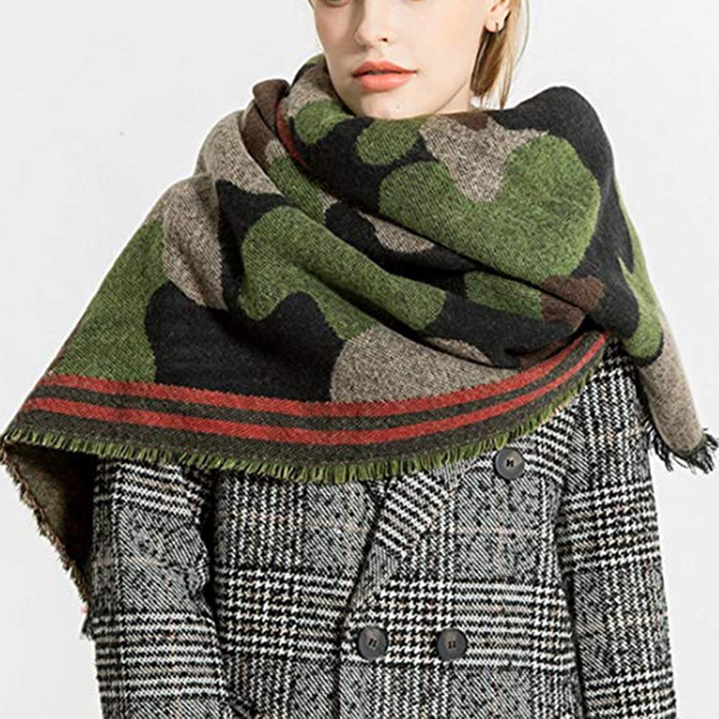 Army Green Camouflage Scarf for Women Poncho Faux ... – Grandado