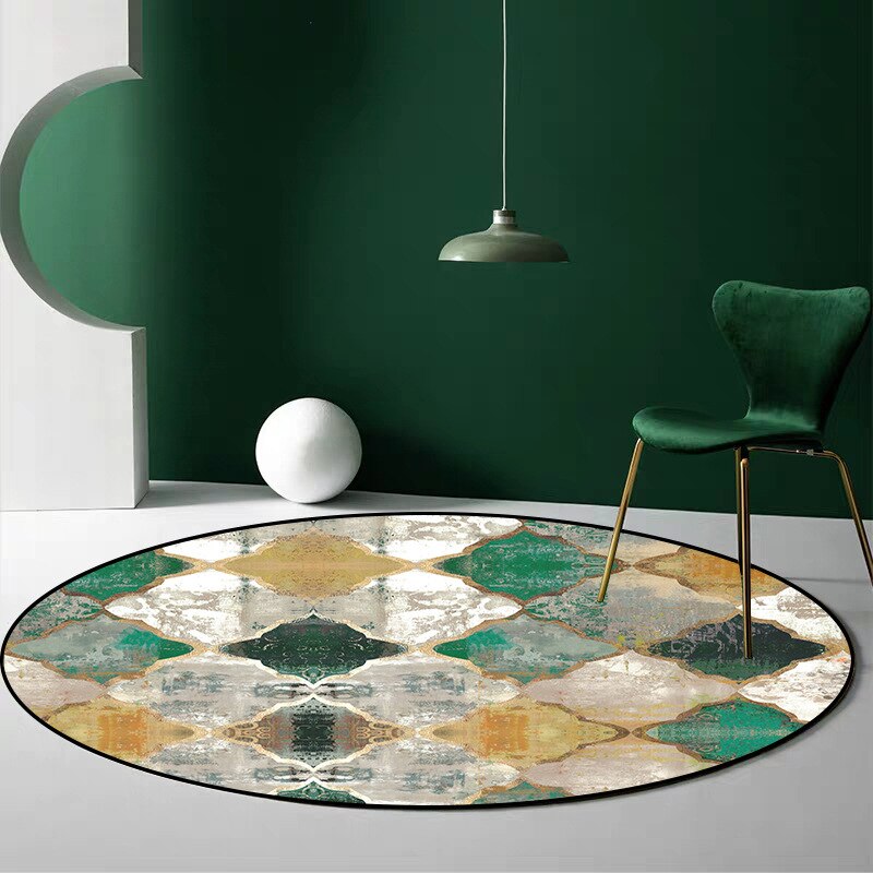Retro Morocco Style Geometric Pattern Round Carpet... – Grandado