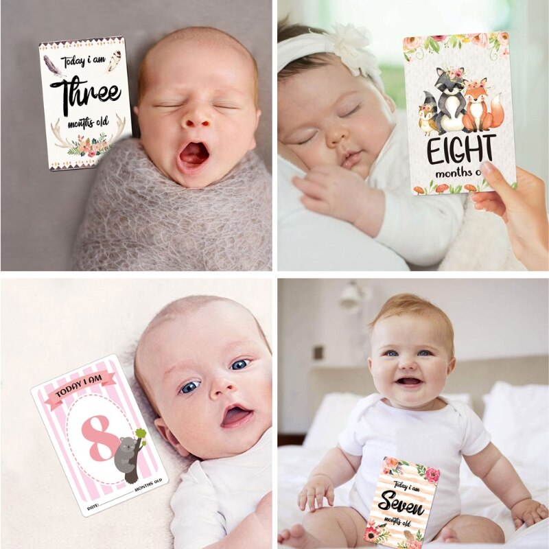 12 Sheet Baby Monthly Milestone Cards Birth to 12 ... – Grandado